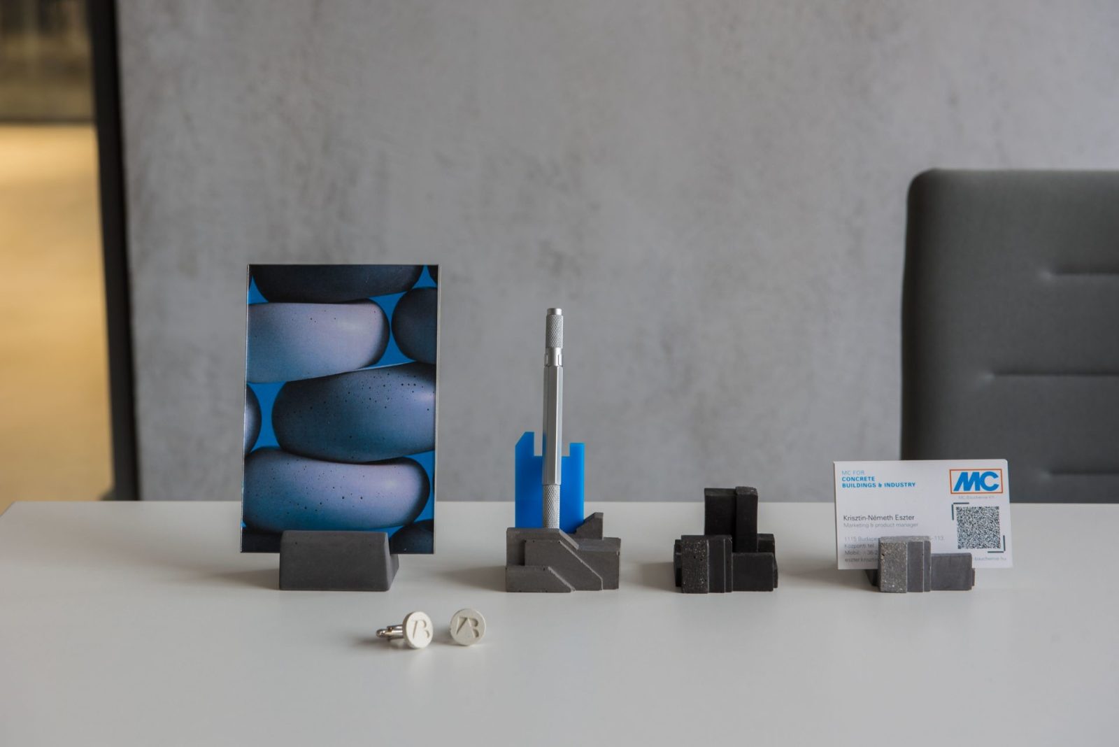 Business Card Display Concrete Business Card Holder - Modern Fluted ...